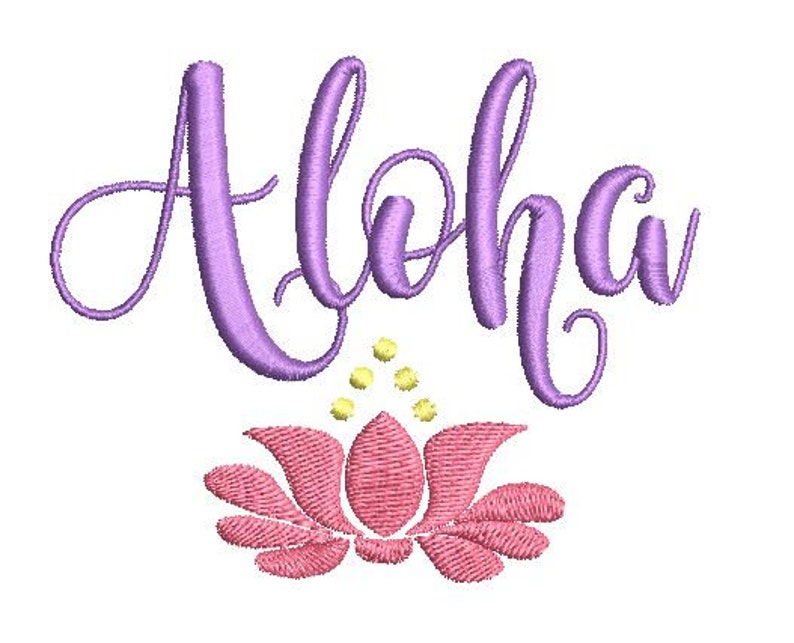 Aloha Embroidery Design Hawaii Flower Shirt Machine Pattern 4 Sizes 4x4 ...