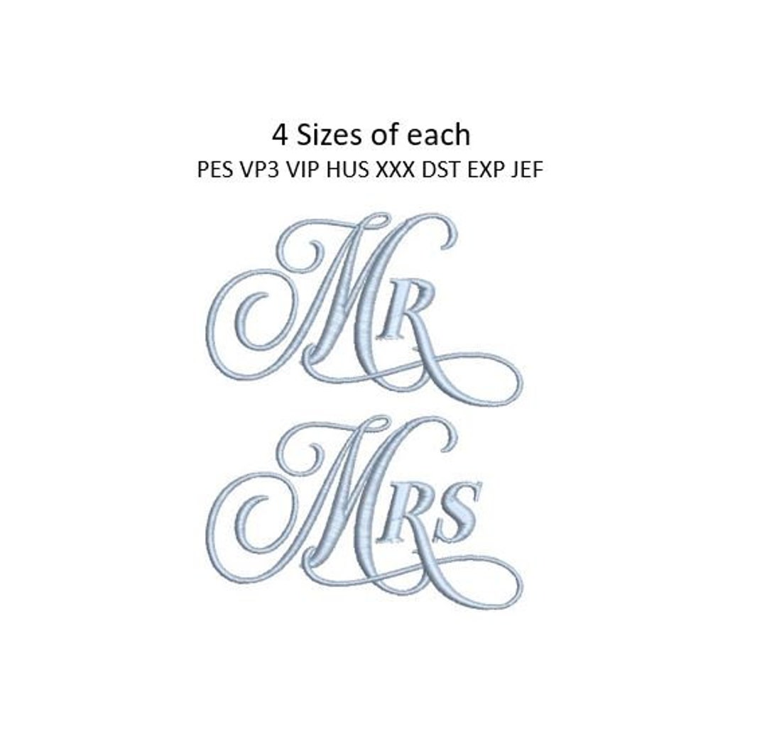 Wedding Embroidery Design Mr Mrs Machine Embroidery Pattern 4x4 Hoop ...