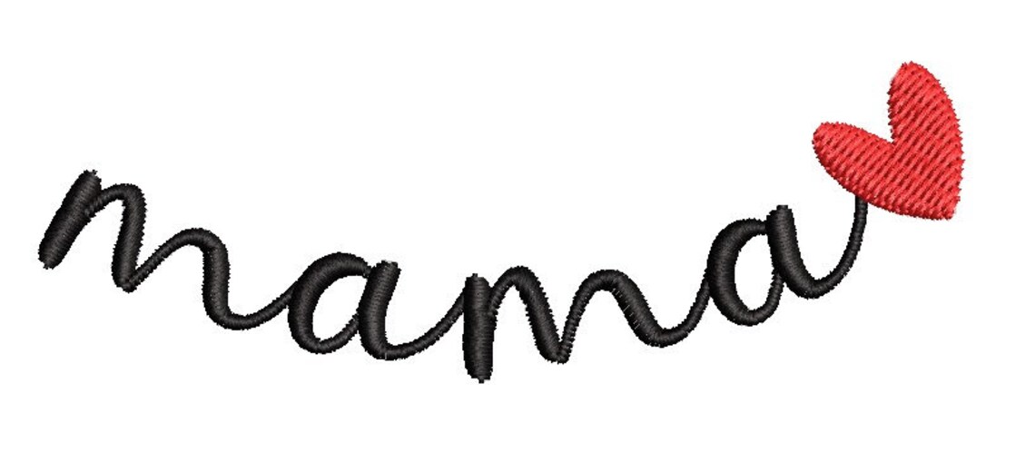 Mama Embroidery Design Heart Script Mom Mother Collar Cuff - Etsy