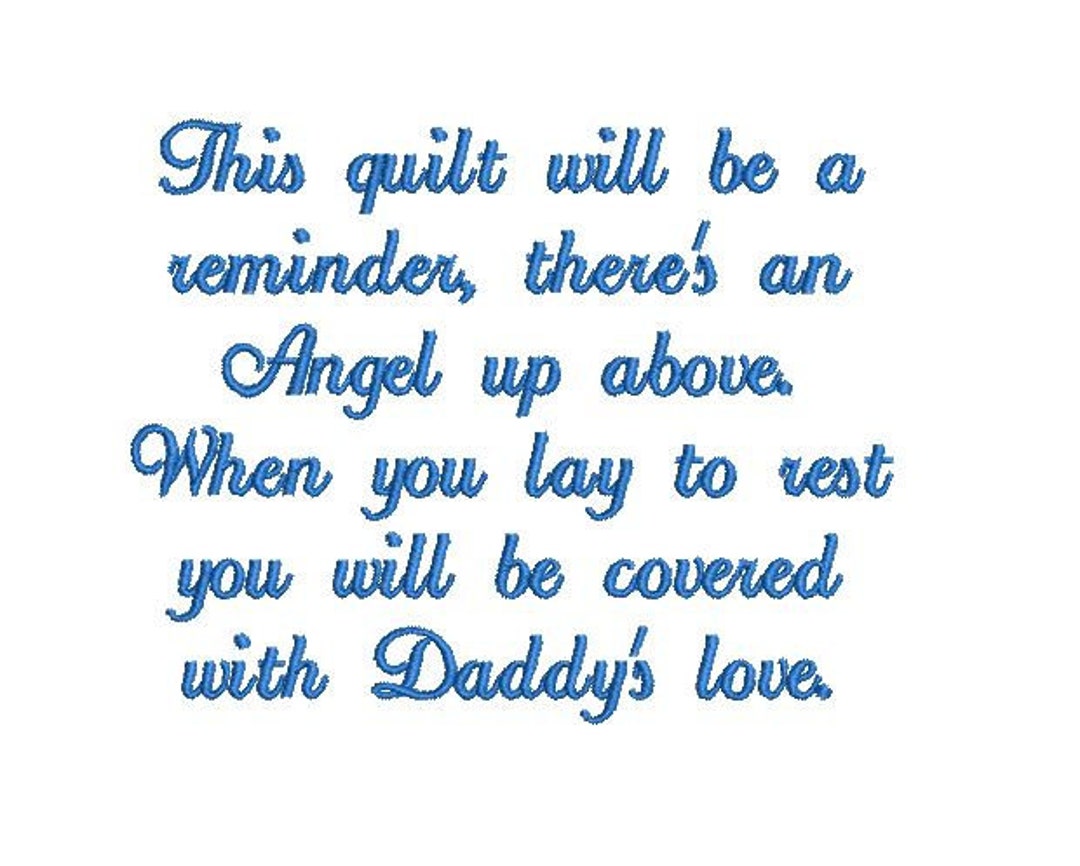 Memorial Embroidery Design Memory Daddy Dad Blanket Quilt Embroidery ...