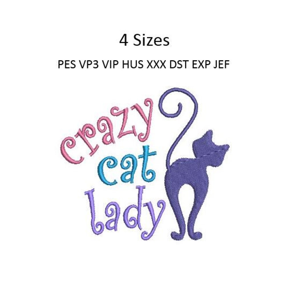 Crazy Cat Lady Embroidery Design Towel Shirt Machine Embroidery Pattern ...
