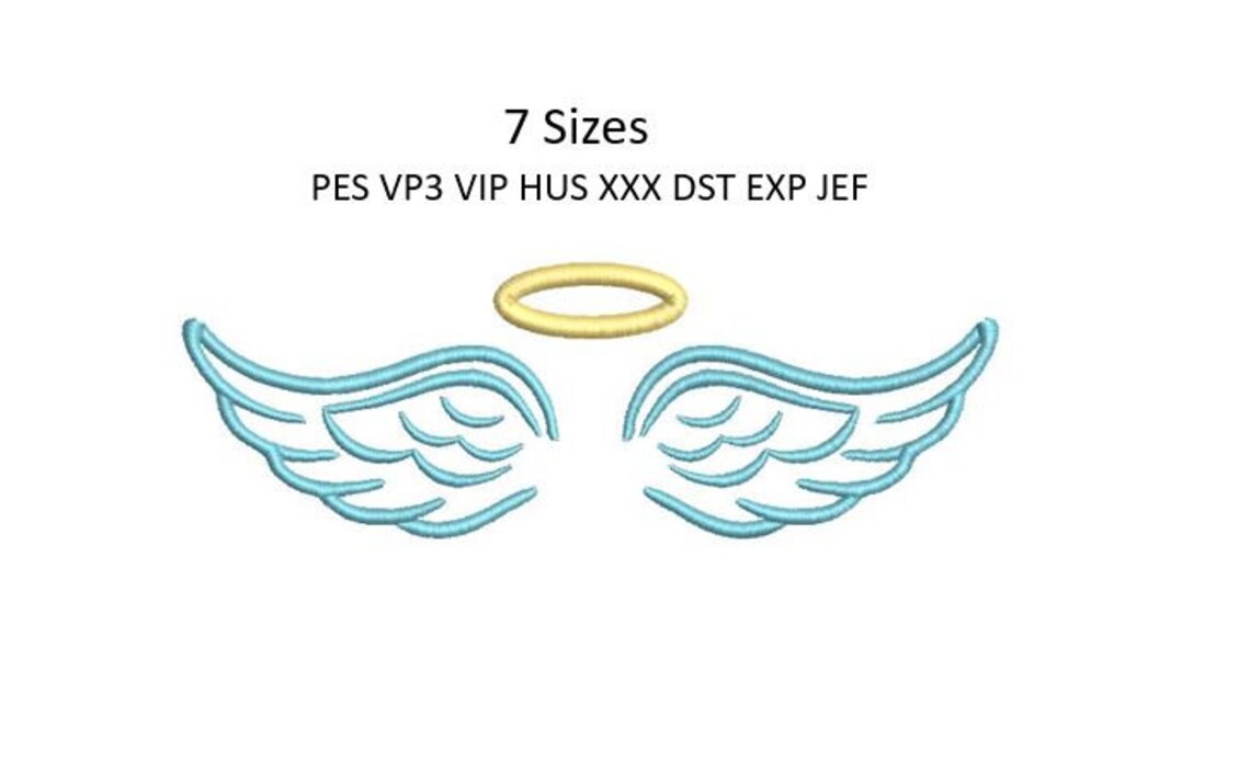 Halo Angel Wings Embroidery Design Baby Embroidery Pattern 7 - Etsy