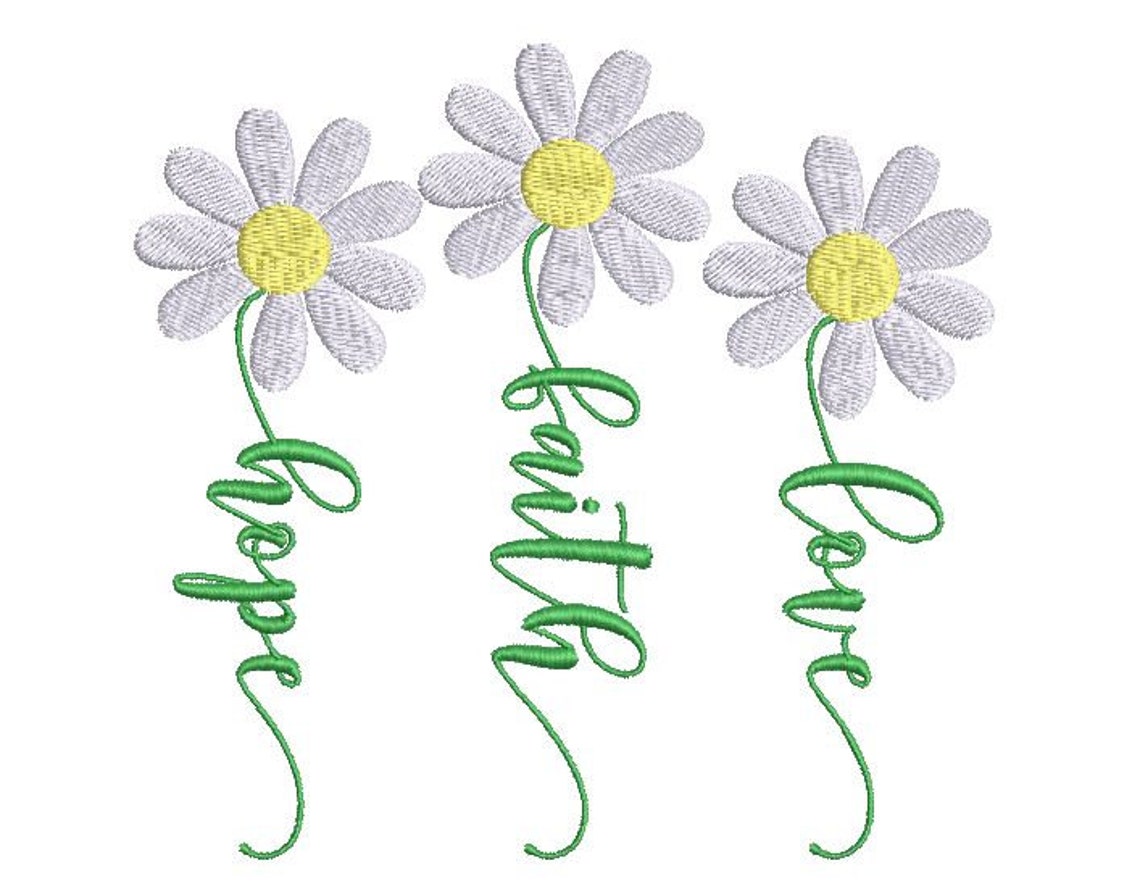 Faith Hope Love Embroidery Design Pillow Religious Daisy - Etsy