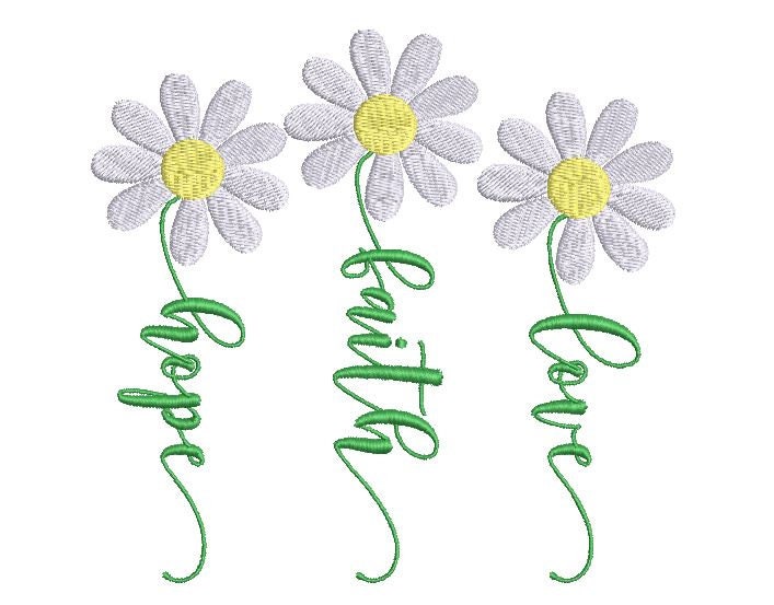 Faith Hope Love Embroidery Design Pillow Religious Daisy - Etsy