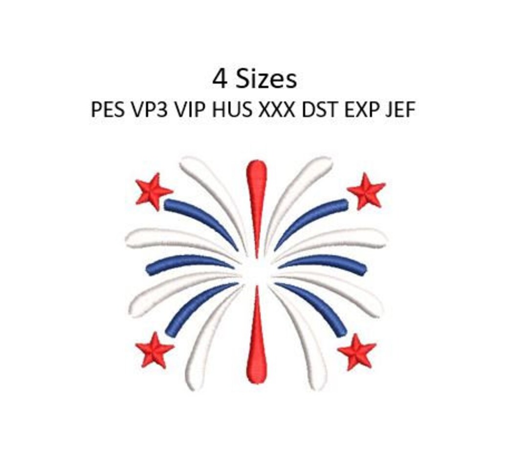Fireworks Embroidery Design 4th of July Patriotic Stars Machine ...