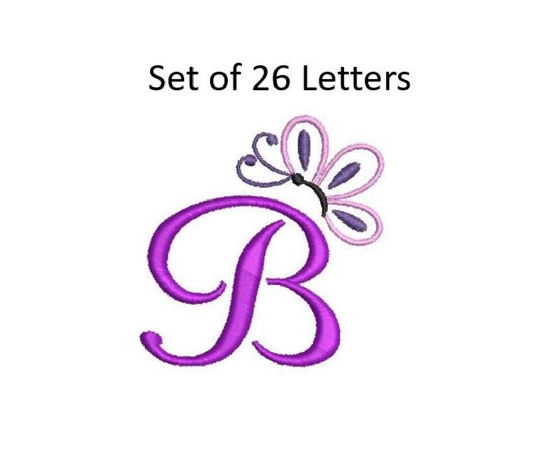 Butterfly Monogram Embroidery Design Set Alphabet Font Pillow Shirt ...