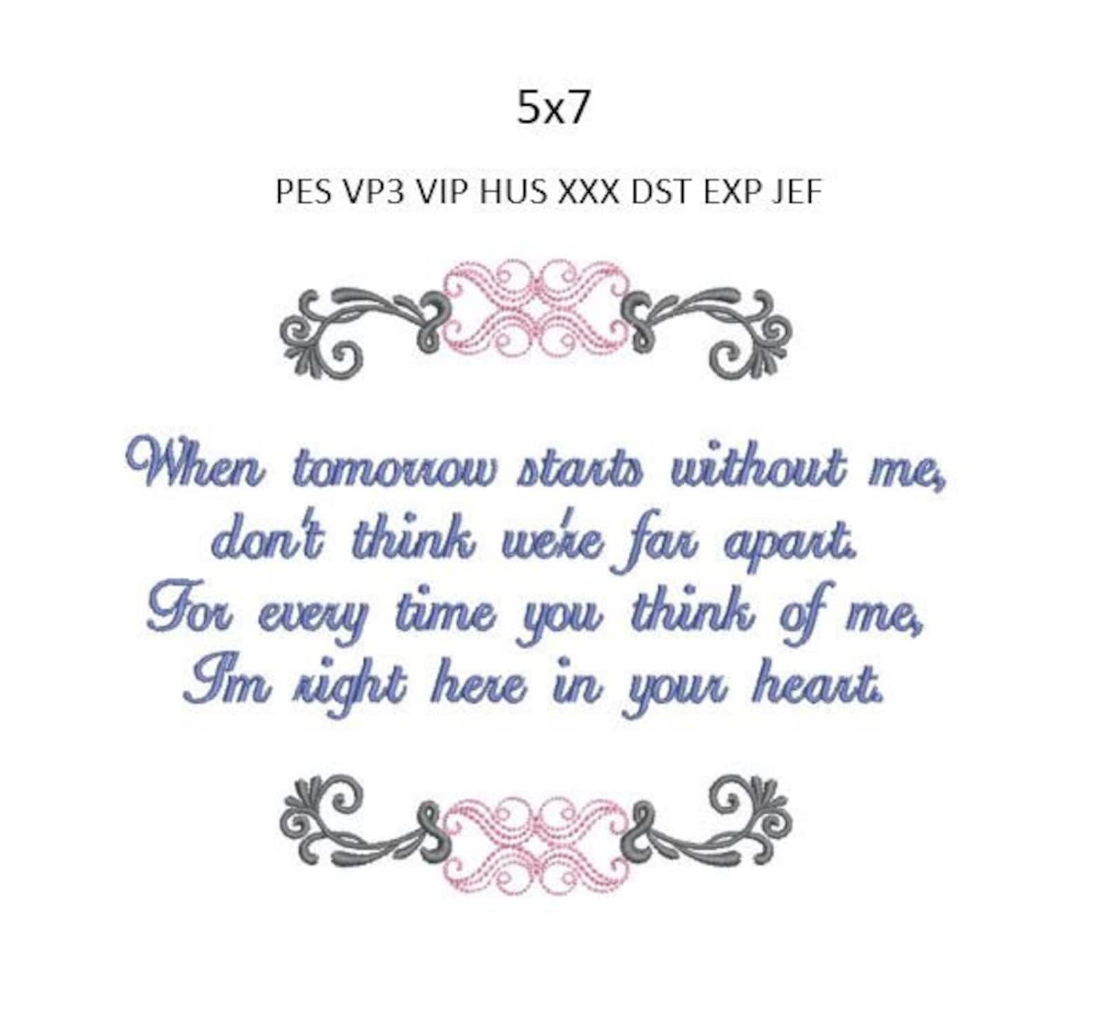 Memorial Memory Pillow Poem Embroidery Design Heirloom Machine - Etsy