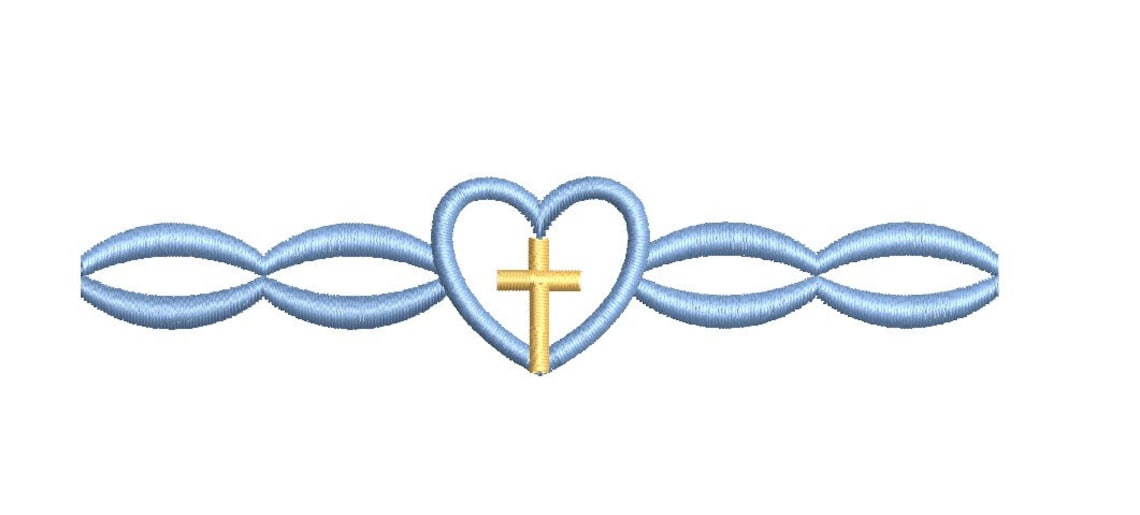Border Heart Cross Embroidery Design Crucifix Religious Machine 5 Sizes ...
