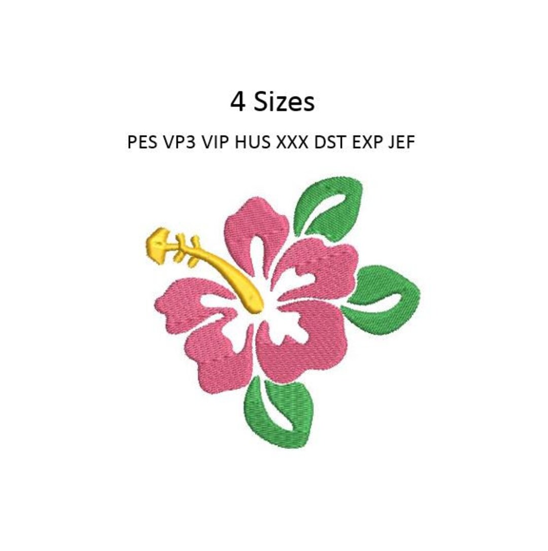 Hibiscus Embroidery Design Kitchen Flower Towel Machine Pattern 4 Sizes ...