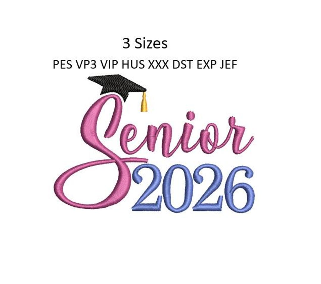 2026 Senior Embroidery Design Graduate Graduation Cap Machine Pattern 3 ...