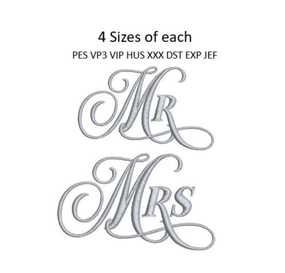 Wedding Embroidery Design Mr Mrs Machine Embroidery Pattern | Etsy