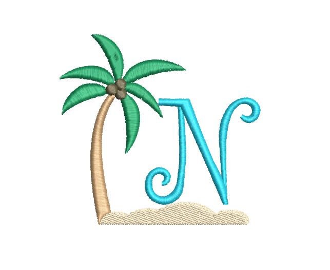 Palm Tree Palmtree Monogram Embroidery Alphabet Font Face Mask - Etsy