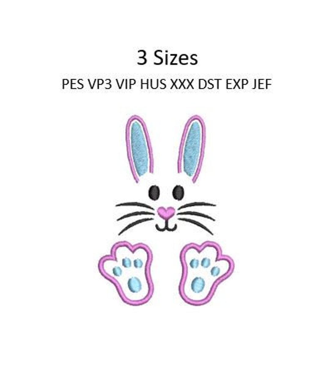 Bunny Face Feet Embroidery Design Rabbit Machine Embroidery Pattern 3 ...