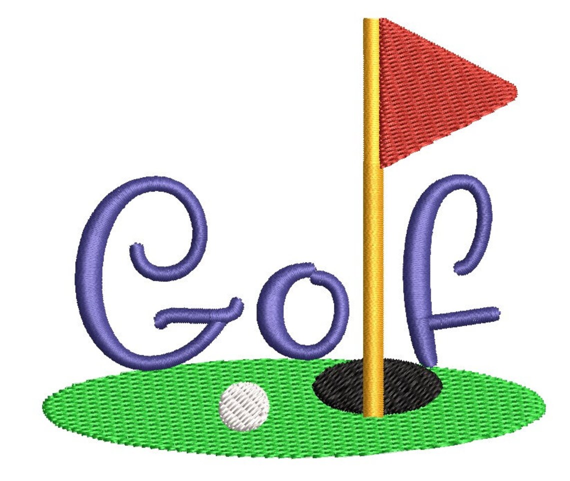 Golf Embroidery Design Putting Green Golf Flag Machine Embroidery ...