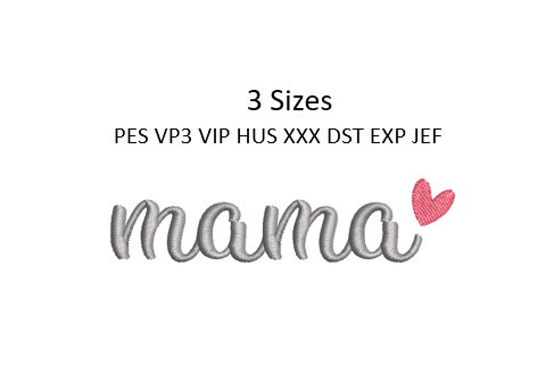Mama Embroidery Design Heart Script Mom Mother Machine Embroidery ...