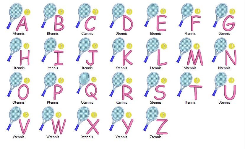 Tennis Monogram Embroidery Alphabet Font Shirt Machine Design Pattern ...