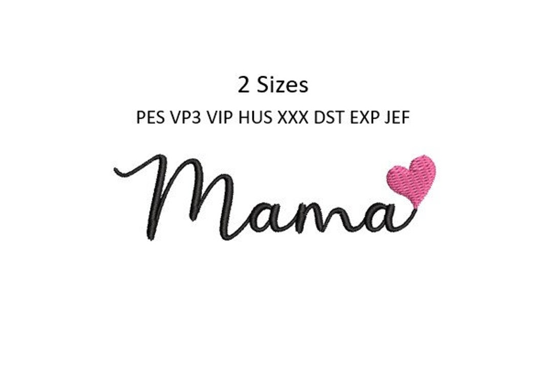 Mama Embroidery Design Heart Script Mom Mother Machine Pattern 4x4 Hoop ...