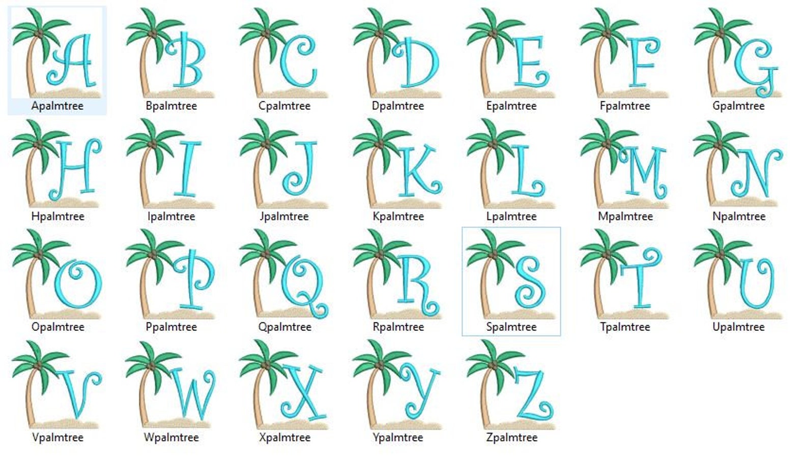 Palm Tree Palmtree Monogram Embroidery Alphabet Font Face Mask - Etsy