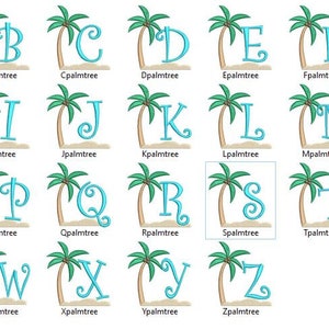 Palm Tree Palmtree Monogram Embroidery Alphabet Font Towel Machine ...