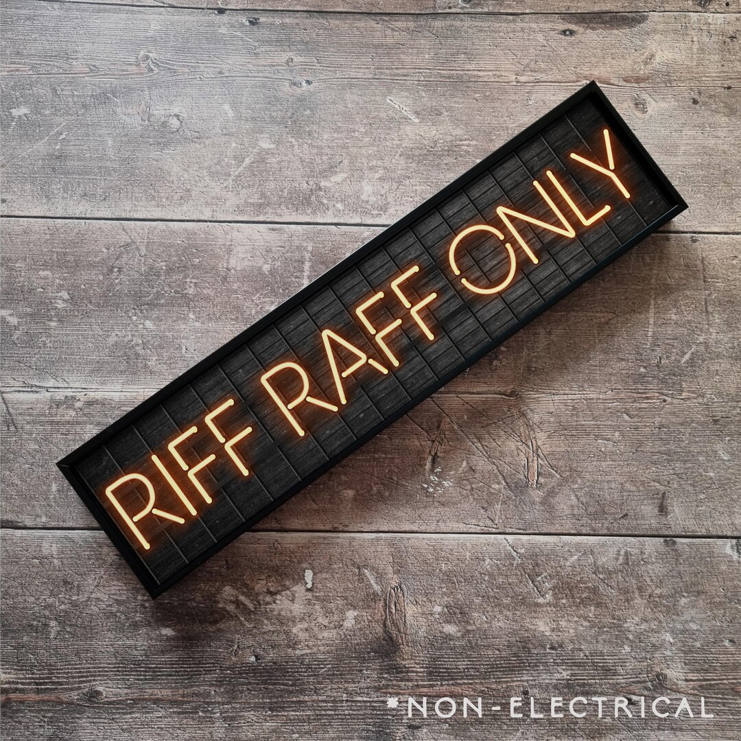 Riff Raff Only | Framed Neon Style Font Print | Metal Print | Retro ...