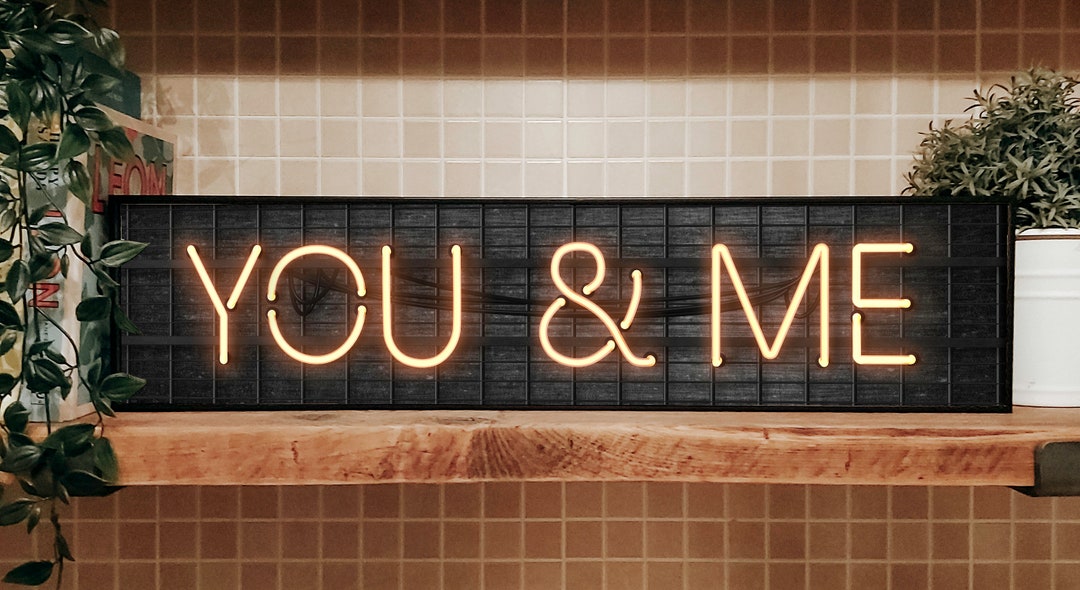 LARGE You & Me Sign | Framed Neon Style Font Print | Metal Print ...