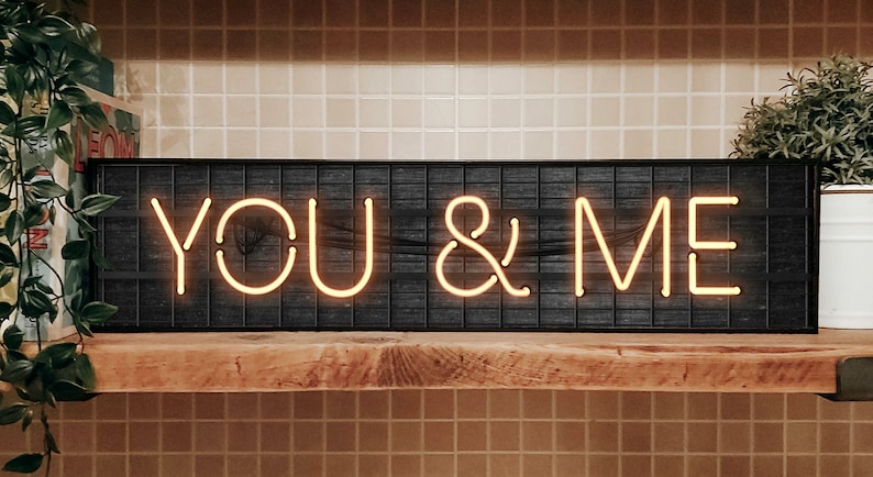 LARGE You & Me Sign Framed Neon Style Font Print Metal - Etsy UK