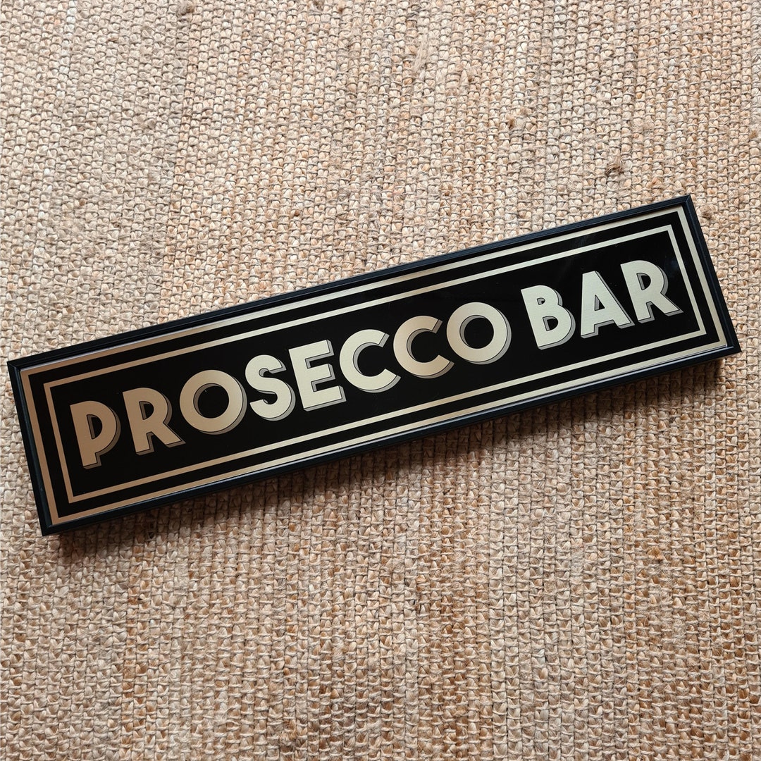 GOLD Prosecco Bar Framed Metal sign Framed Print Bar Sign Gold Print ...