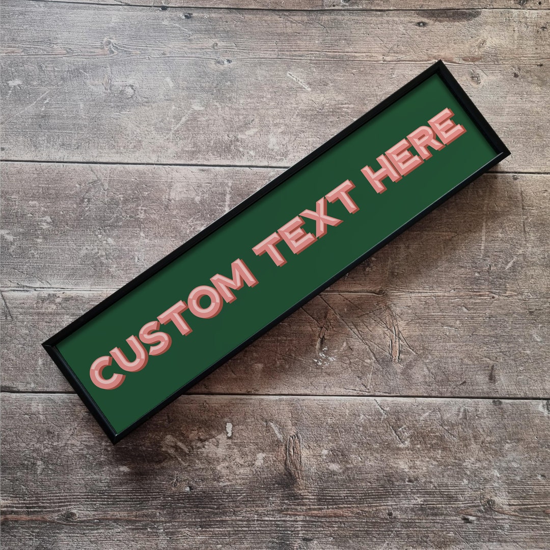 Custom Green & Pink Framed Metal Sign: Personalized Bar Sign - Etsy UK