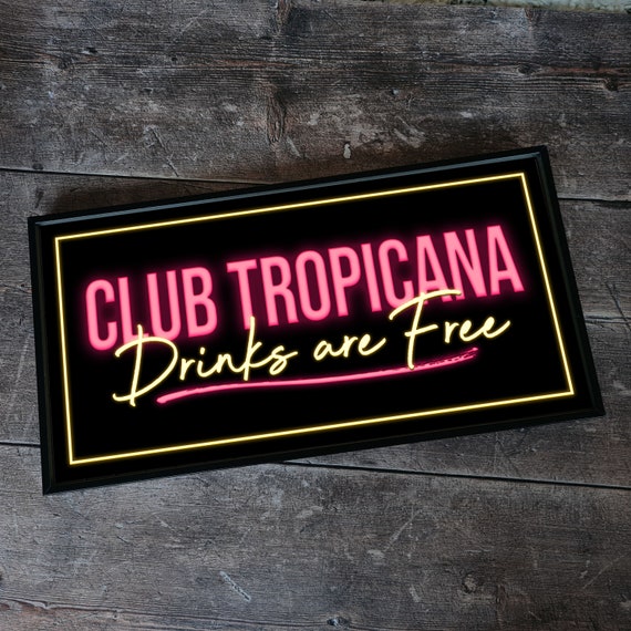 Club Tropicana Neon Style Bar Sign Framed Metal Print - Etsy