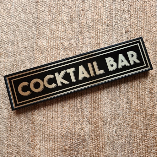 GOLD Cocktail Bar Framed Metal Sign Framed Print Bar Sign - Etsy