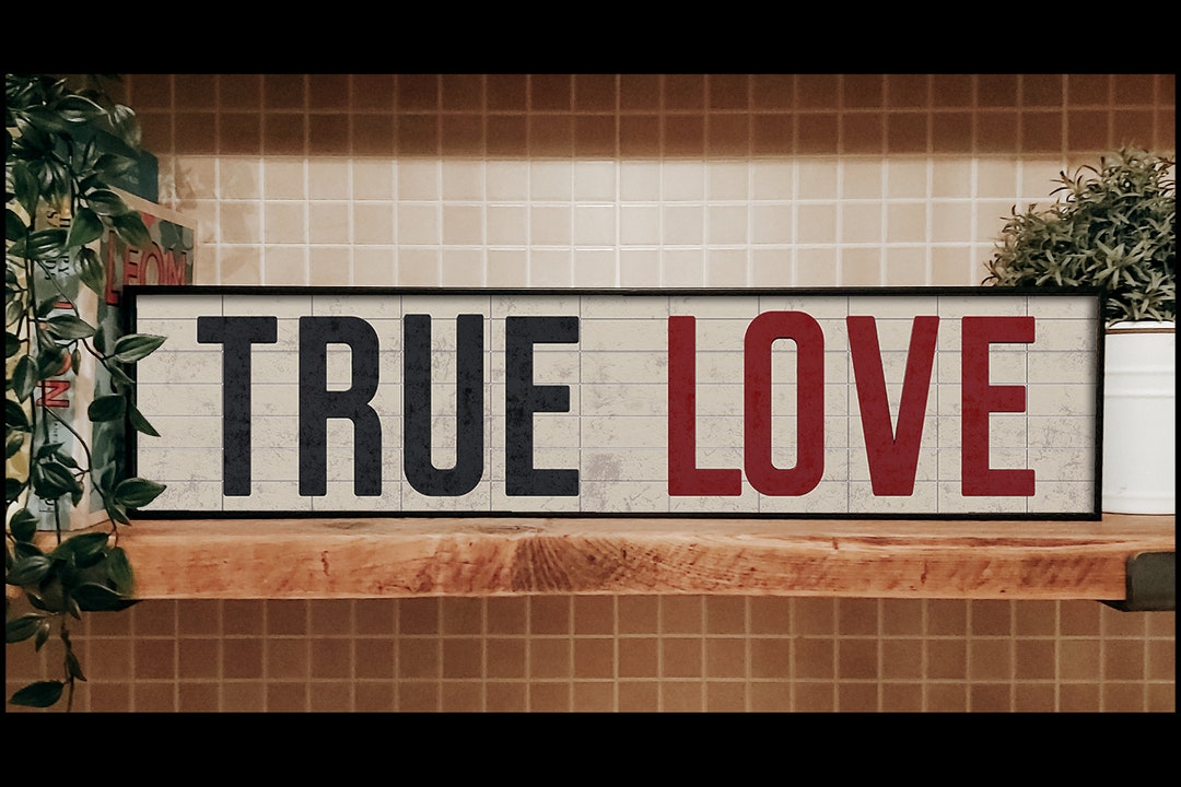 LARGE TRUE LOVE Sign Billboard Style Sign Retro Framed Metal Sign ...