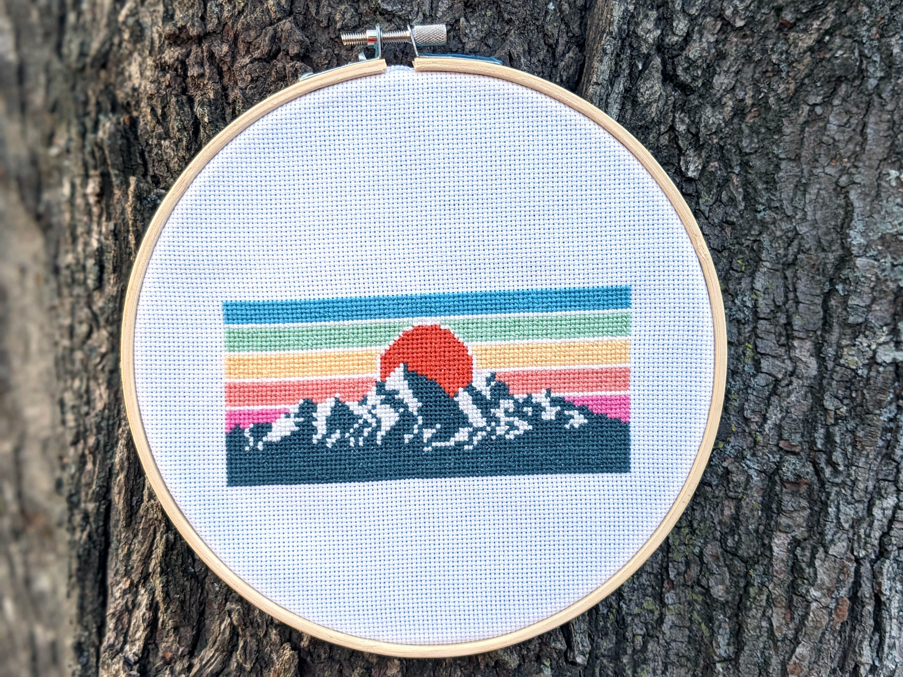 Retro Mountain Range Cross Stitch Pattern - Etsy