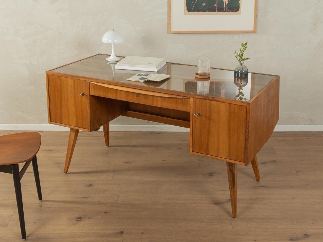 50s Freestanding Desk, Walnut, Vintage - Etsy