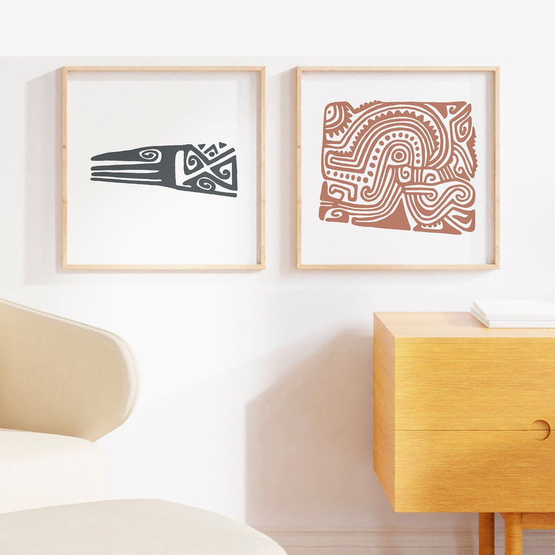 Tribal Animals Posters Set of 2, Andean Inspired Decor, Colombian ...