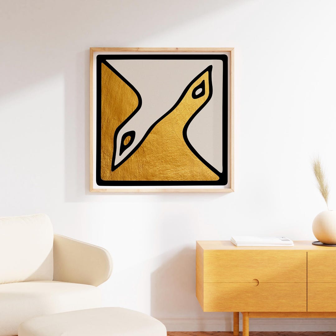 Chavin Art, Gold Birds Wall Art, Canvas Set of 2 Abstract Tribal ...