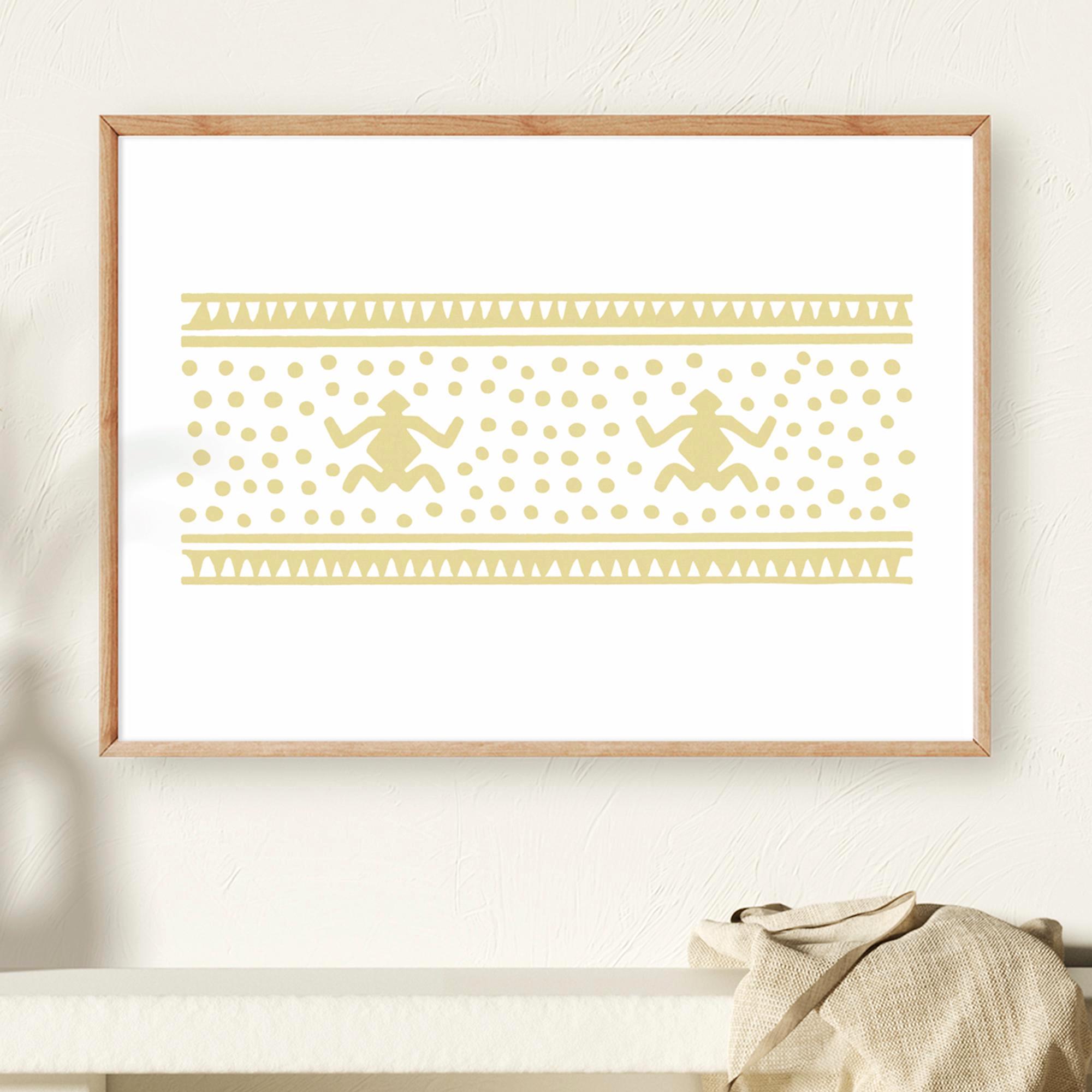 Tribal Frogs Poster: Colombian Art Print, Ochre Minimalist Design ...