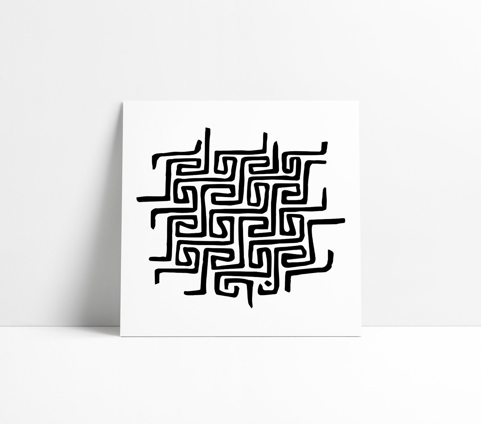 Tribal maze in minimal giclee 8x8 / 12x12 / 16x16 inches | Etsy