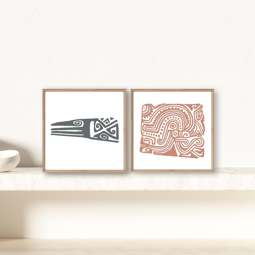Tribal Animals Posters Set of 2, Andean Inspired Decor, Colombian ...