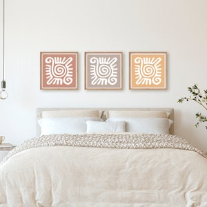 Colorful Digital Gallery Wall Set of 3, Boho Sun Posters Set, Tribal ...