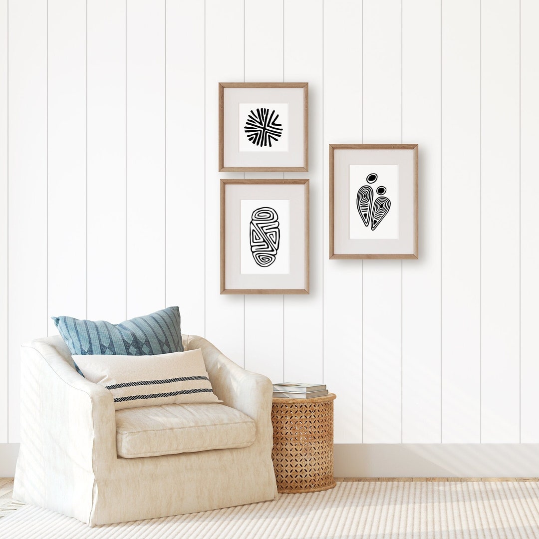 Taino Decor, Puerto Rico Artwork, White Black Wall Set of 3, Love ...