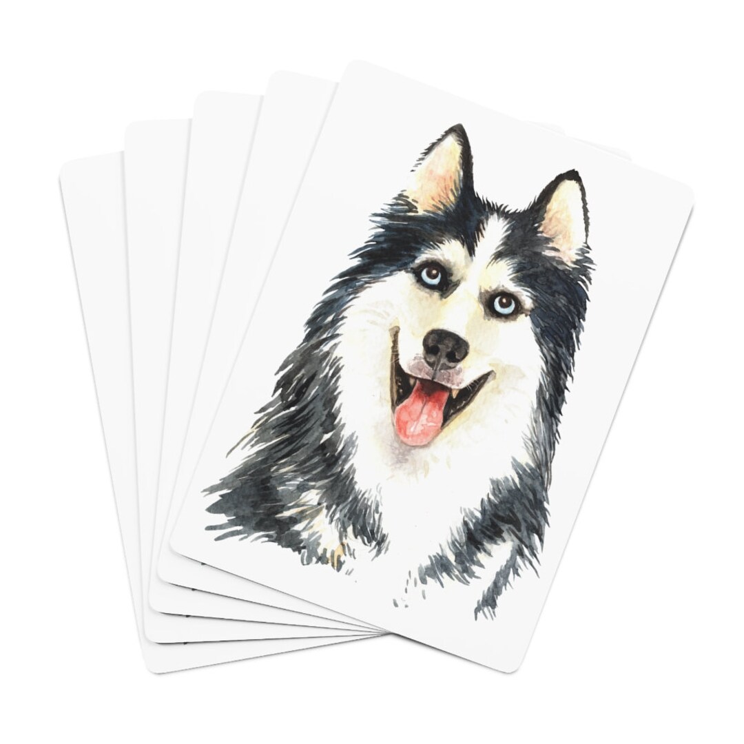 Siberian Husky Custom Poker Cards Playing Card Deck With Hand Painted ...