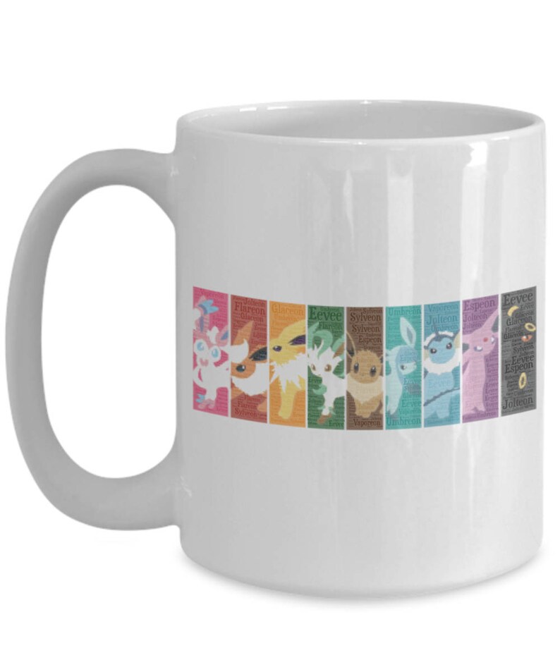 POKEMON EEVEE EVOLUTIONS Mug Eevee Leafeon Espeon Jolteon - Etsy
