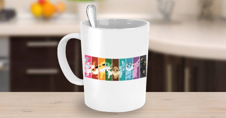 POKEMON EEVEE EVOLUTIONS Mug Eevee Leafeon Espeon Jolteon | Etsy