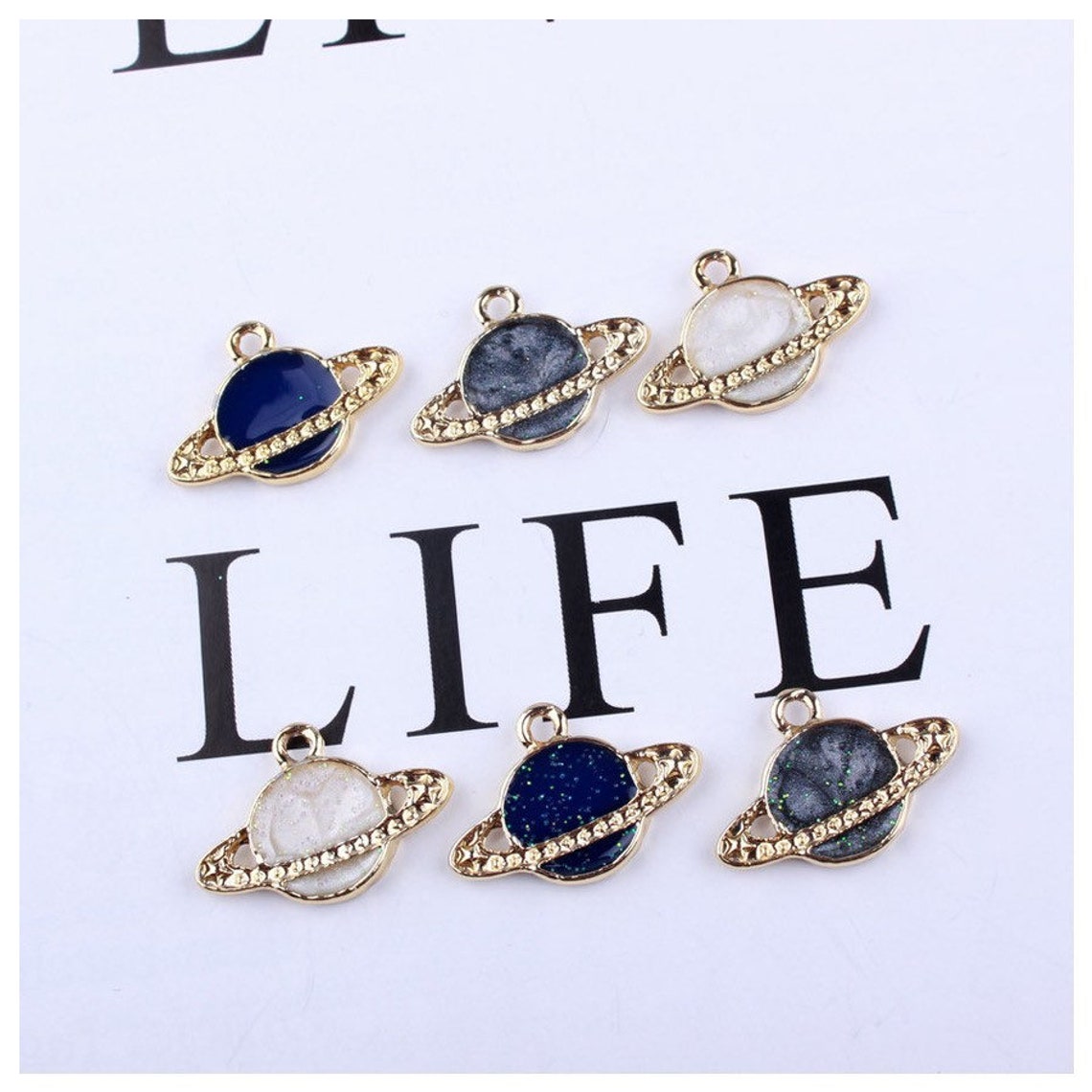 Enameled Space Elements Charms Planet Charms Planet Pendant - Etsy