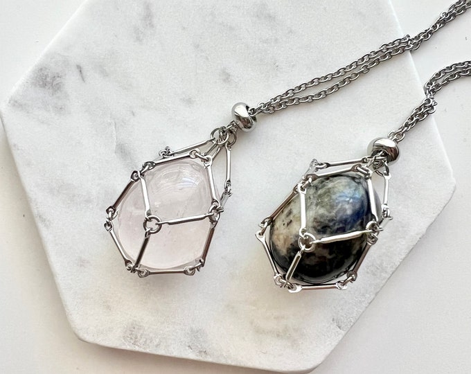 Titanium Steel Gem Holder Necklace , Titanium Steel Crystal Holder ...