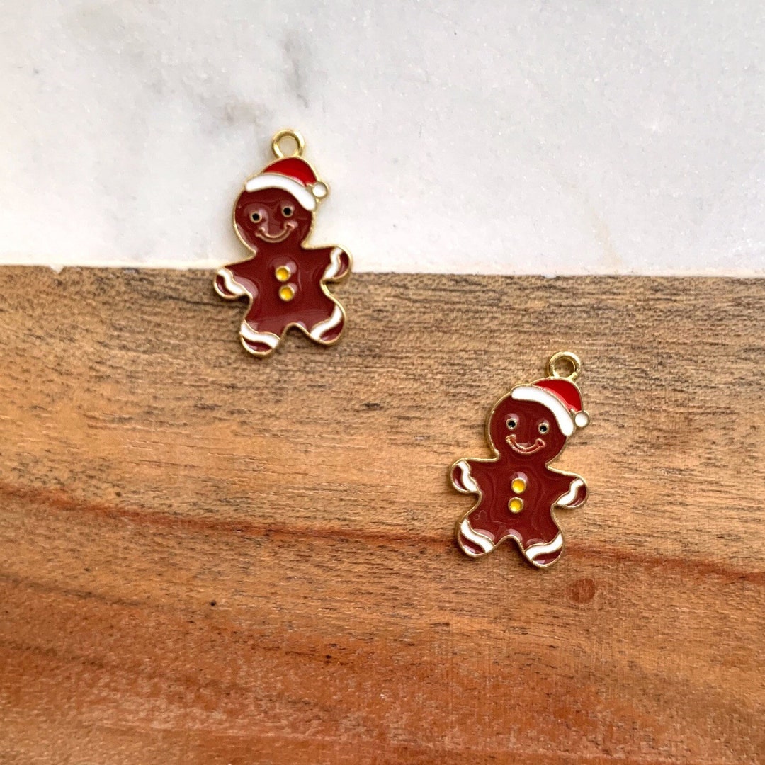 Bulk! 10 Pc Enamel Gingerbread Man Charm, Christmas Charm, Gingerbread ...