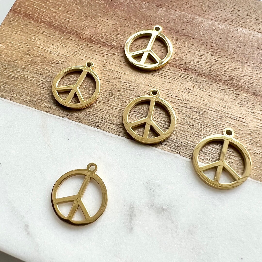 Bulk! 5 Pc Peace Sign Charm, Stainless Steel Peace Symbol Charm, Peace ...