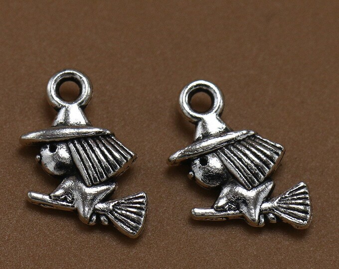 Bulk! 10 Pc Witch Charm, Witch Charm, Flying Witch for Bracelet, Witch ...