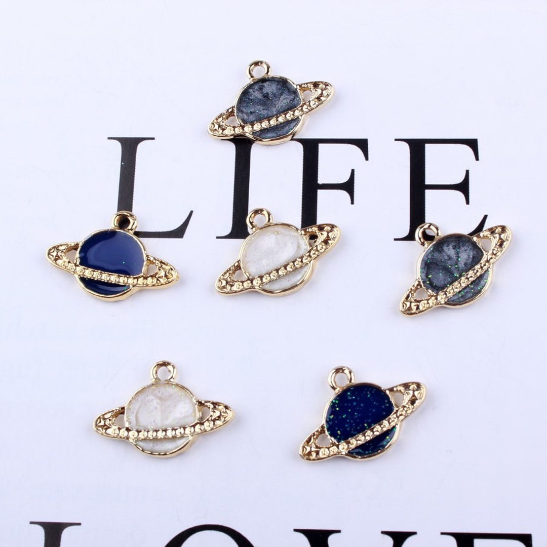 Enameled Space Elements Charms, Planet Charms, Planet Pendant, Planet ...