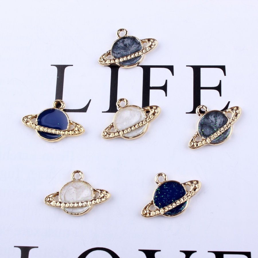 Enameled Space Elements Charms Planet Charms Planet Pendant | Etsy